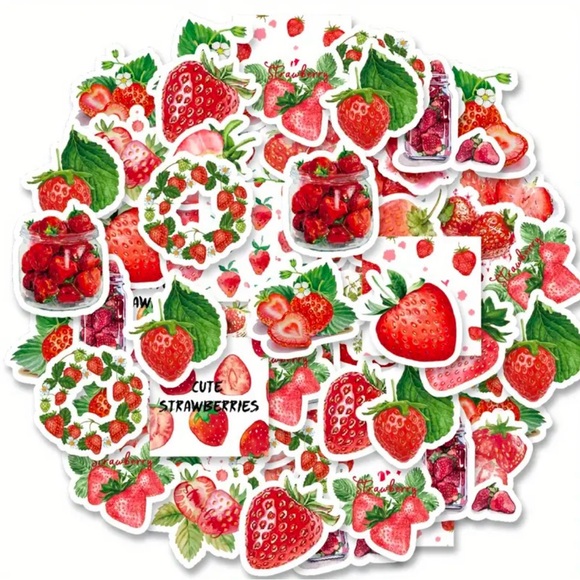 Office | 46 Strawberry Stickers Bright Red Strawberries | Poshmark